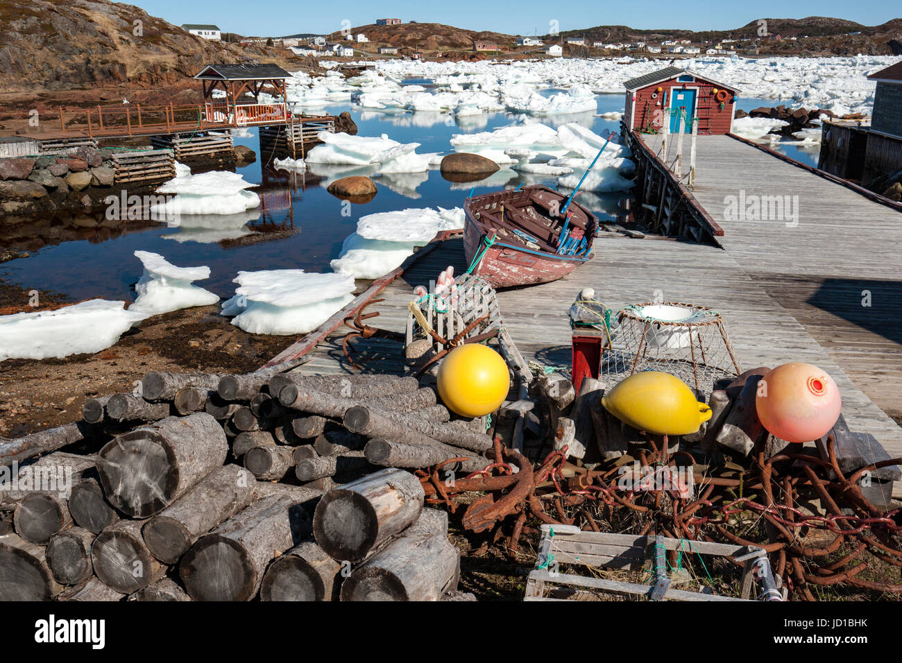 Colorful Fishing Stages and buildings in Durrell, Twillingate ...