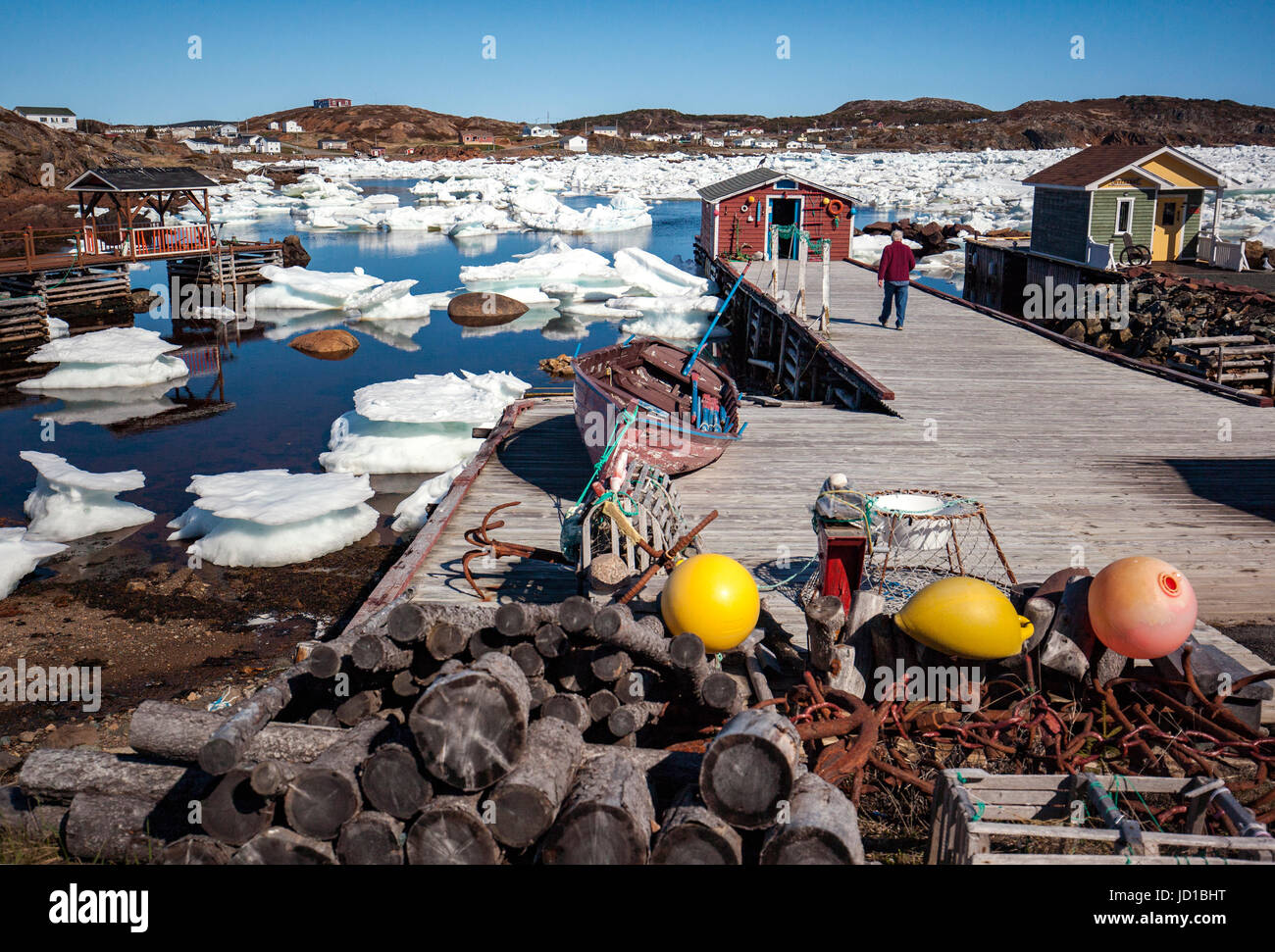 Colorful Fishing Stages and buildings in Durrell, Twillingate ...