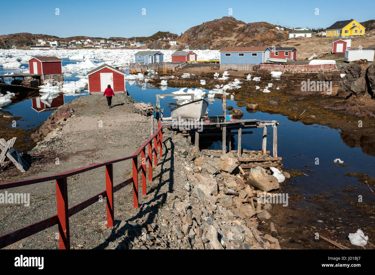 Colorful Fishing Stages and buildings in Durrell, Twillingate ...