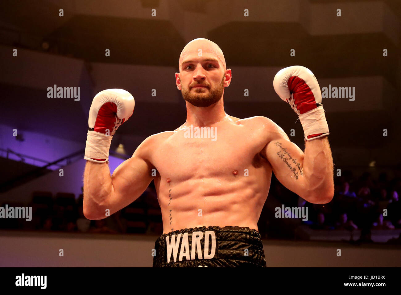 Steven Ward celebrates victory over Istvan Orsos in the International ...