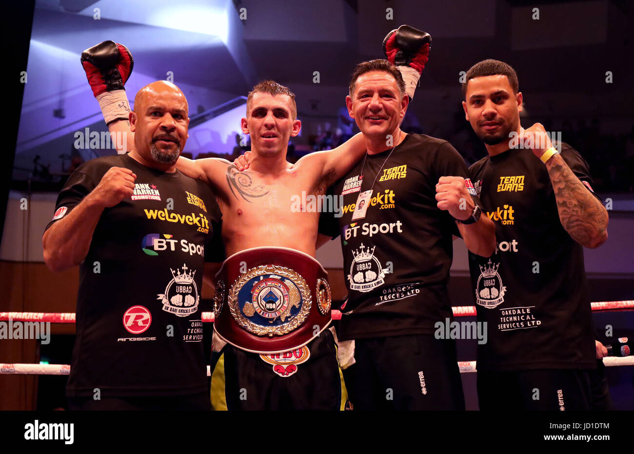 Craig Evans celebrates victory over Stephen Ormond in the WBO European ...