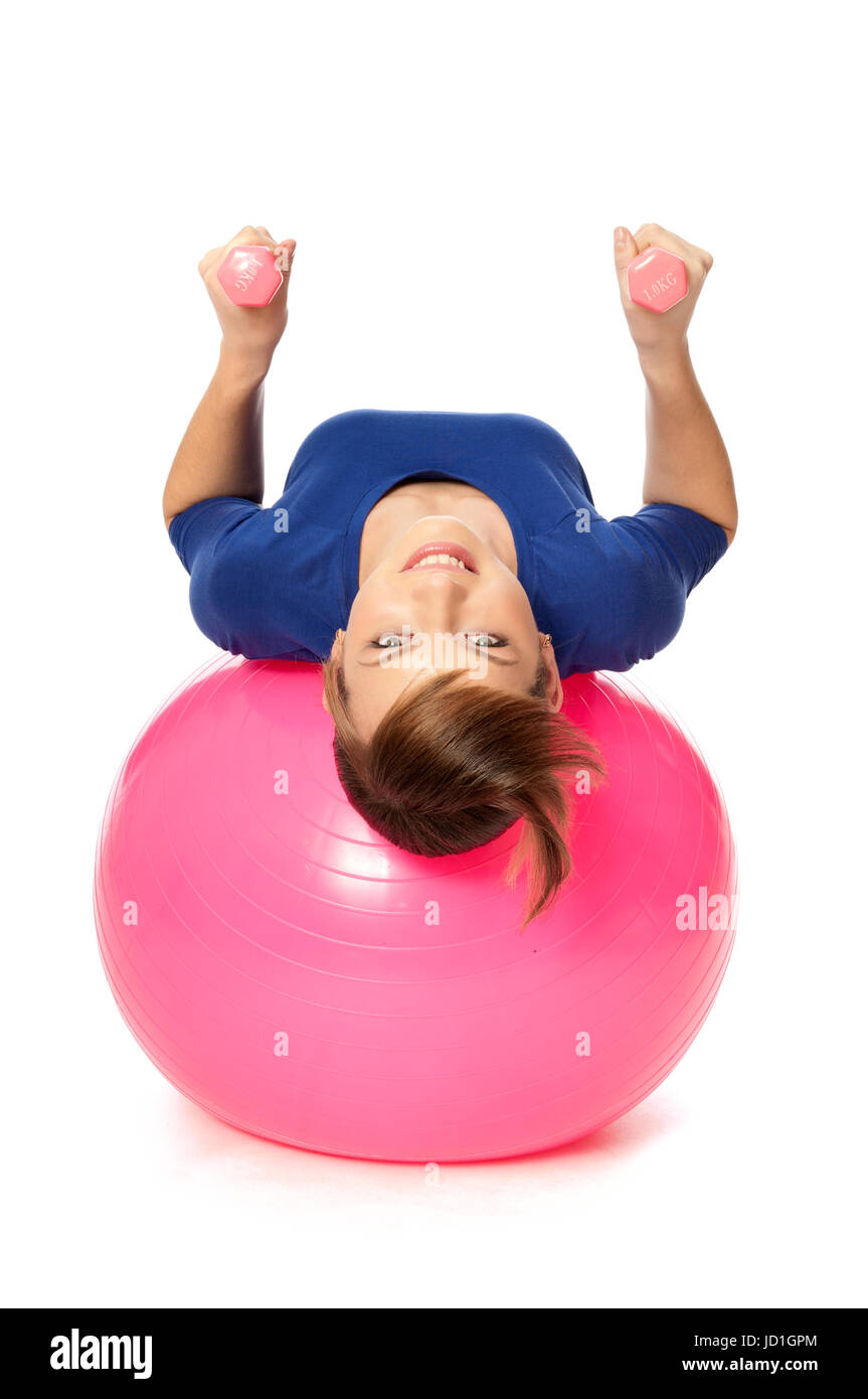 woman, female, ball, workout, exercising, exercise, healthy, woman ...