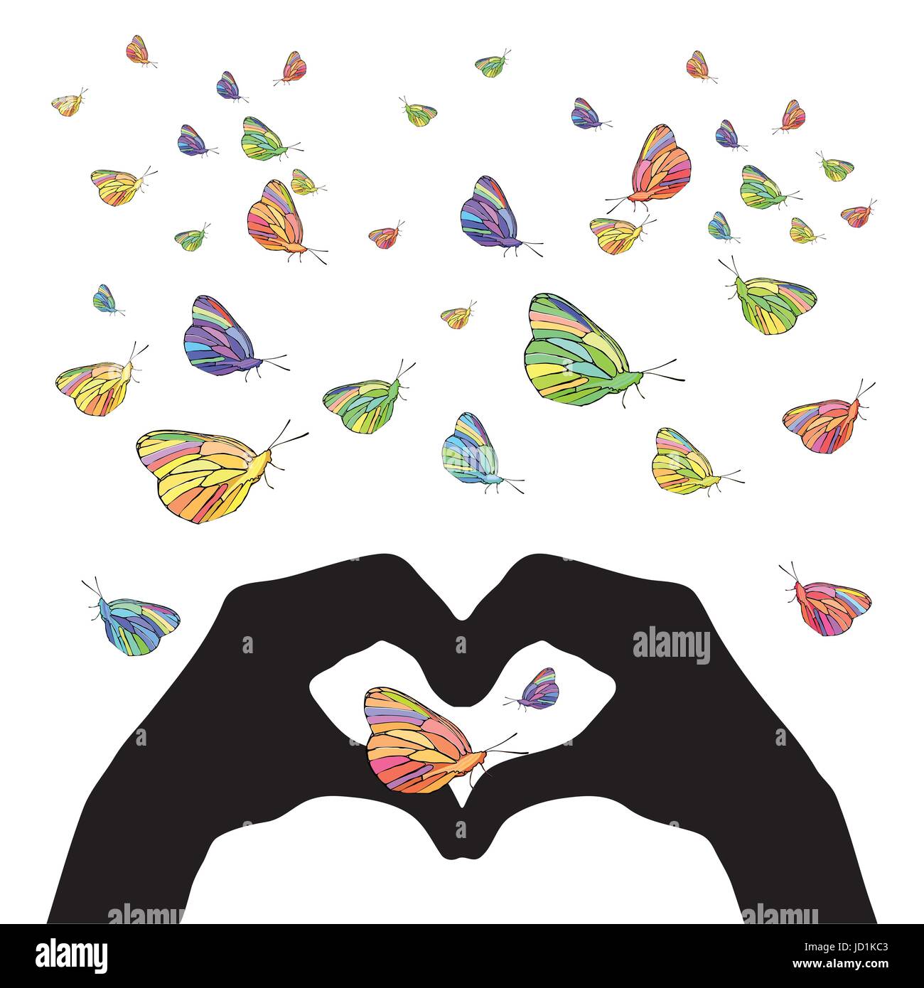 Butterfly in hands Stock Vector Images - Alamy