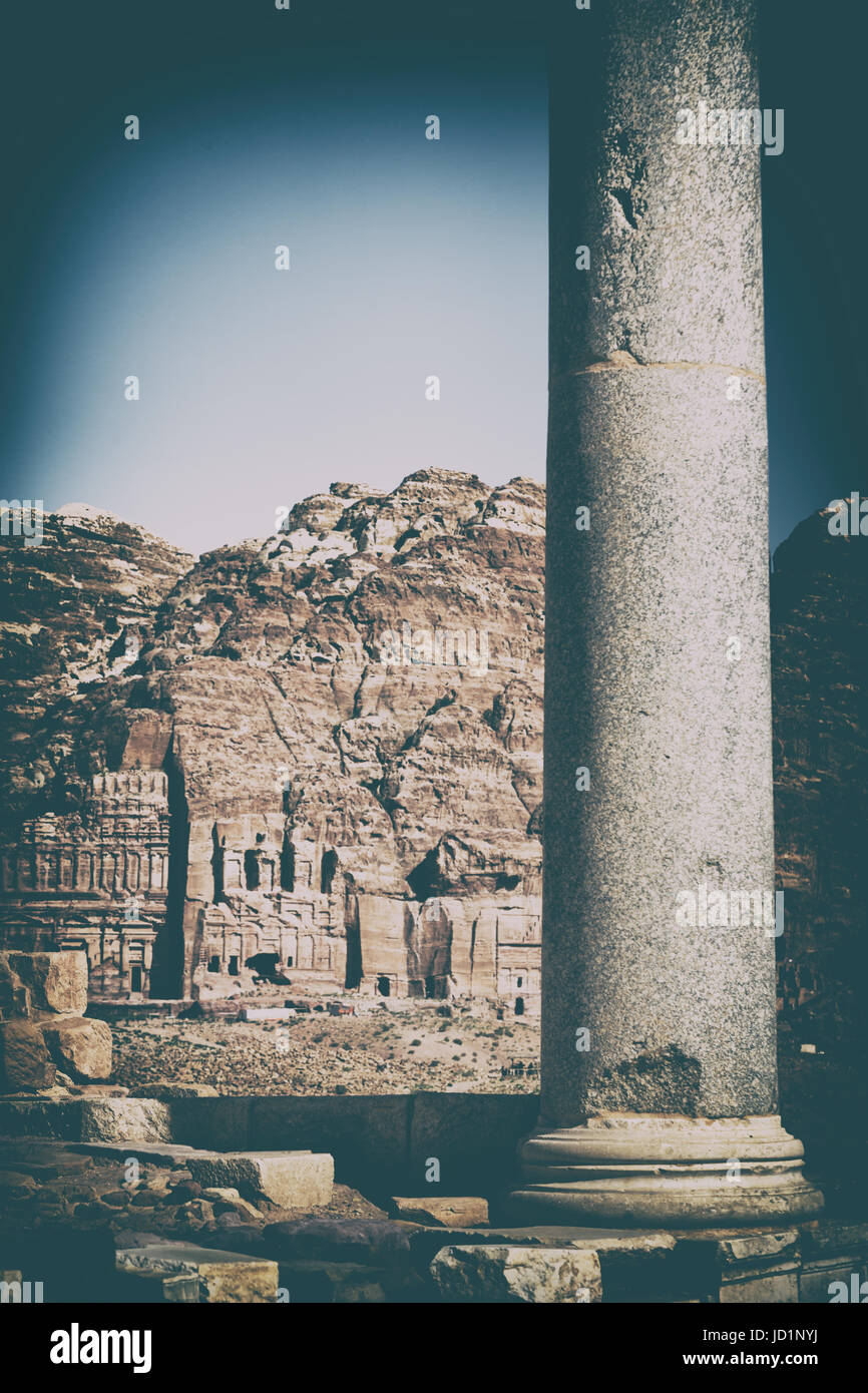 in petra jordan the view of the monuments from the ruins of the antique ...