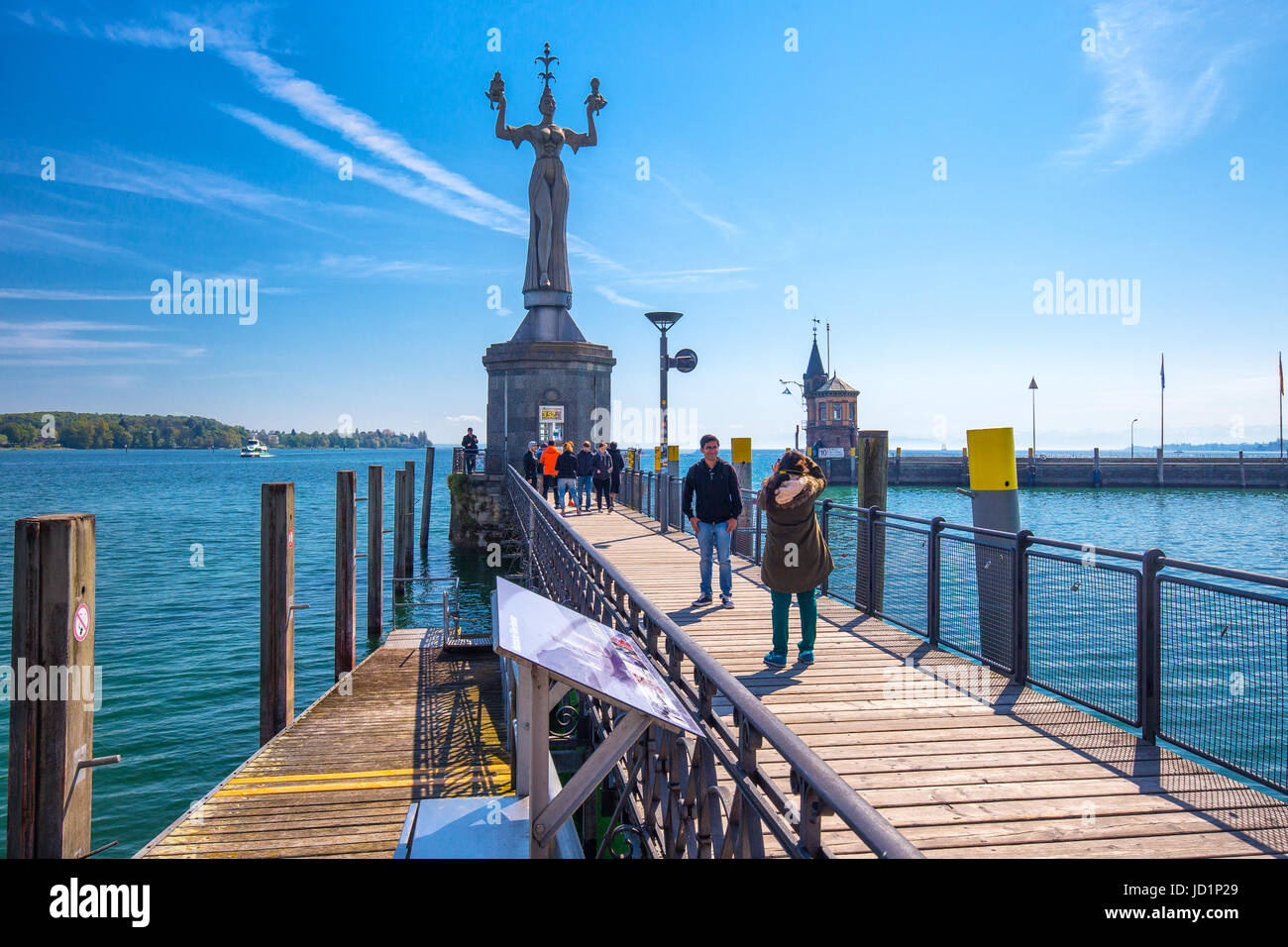 CONSTANCE, SWITZERLAND - April 2016 - Imperia statue in harbor of ...