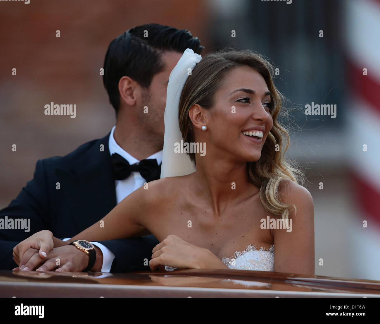 Alice Campello and Alvaro Morata during the grand canal wedding ...