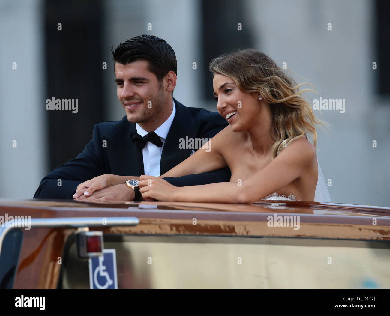 Alice Campello and Alvaro Morata during the grand canal wedding ...