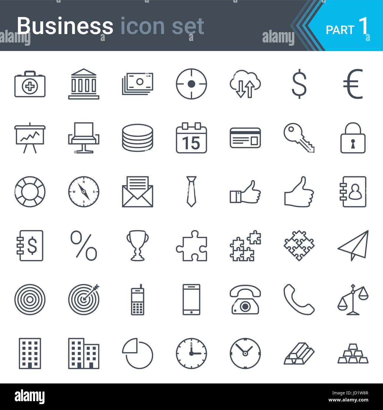 Business simple thin icon set isolated on white background Stock Vector ...