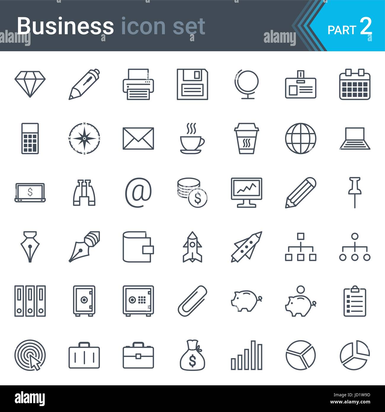 Business simple thin icon set isolated on white background Stock Vector ...