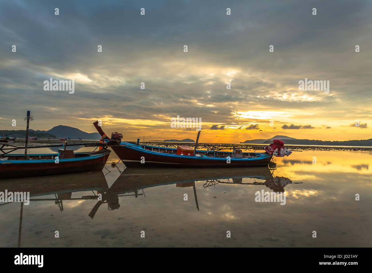 fishing boat in Rawai beach in morning time Stock Photo - Alamy
