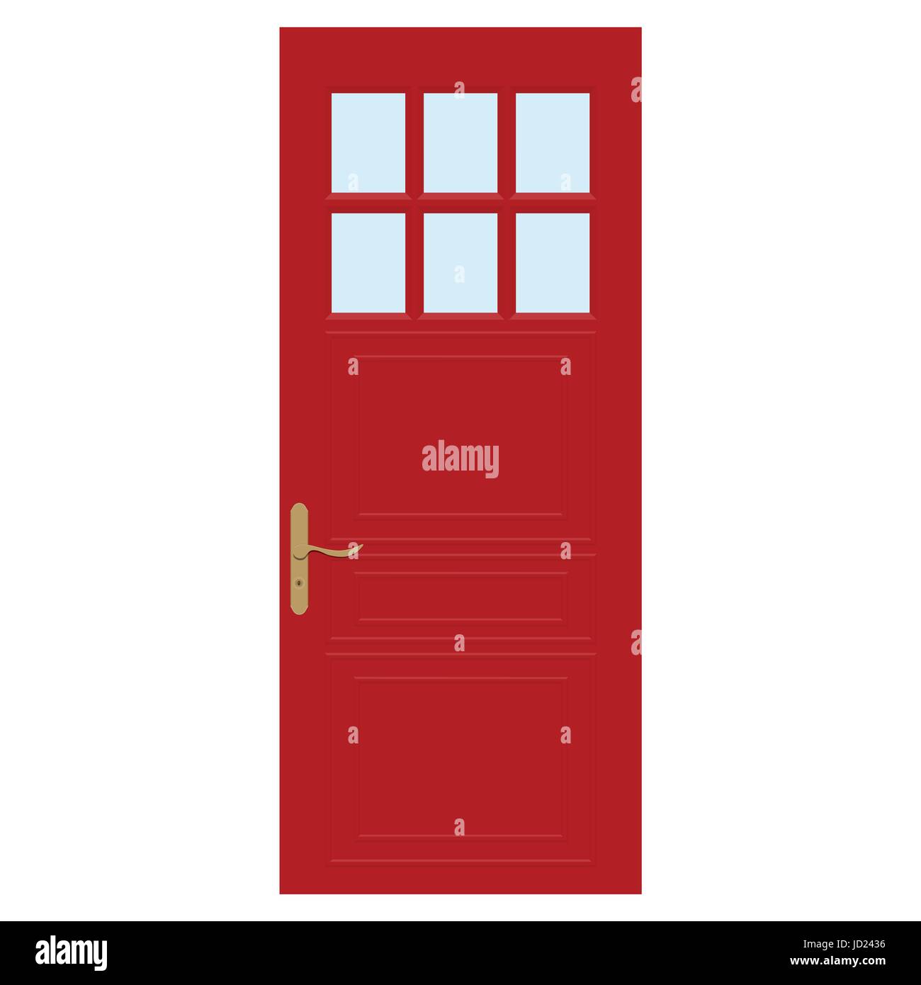 Vector illustration realistic closed red front door isolated on white ...