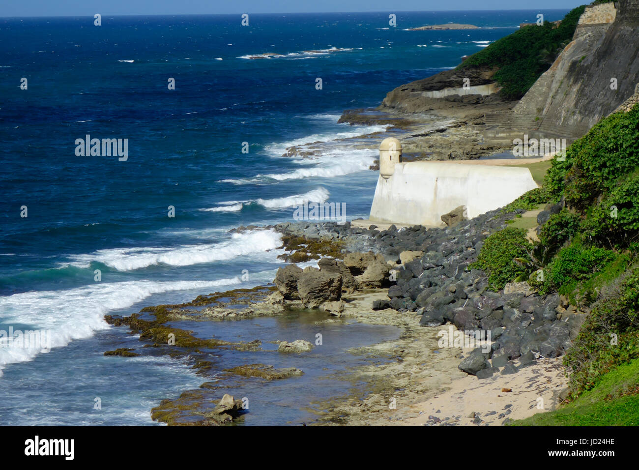 San Juan, Puerto Rico coastline and Watch Tower Stock Photo - Alamy