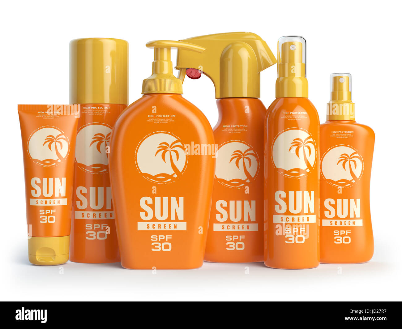 Yellow sun protection spray Cut Out Stock Images & Pictures - Alamy