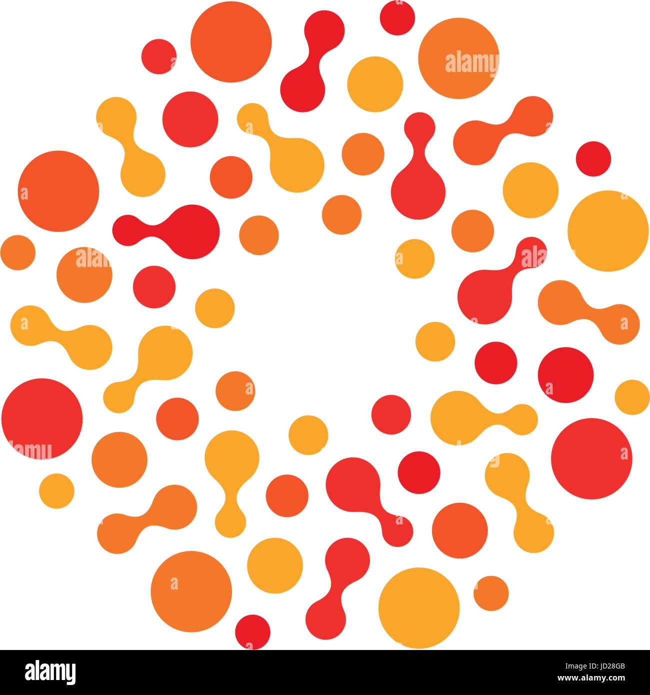 Isolated abstract round shape orange and red color logo, dotted ...