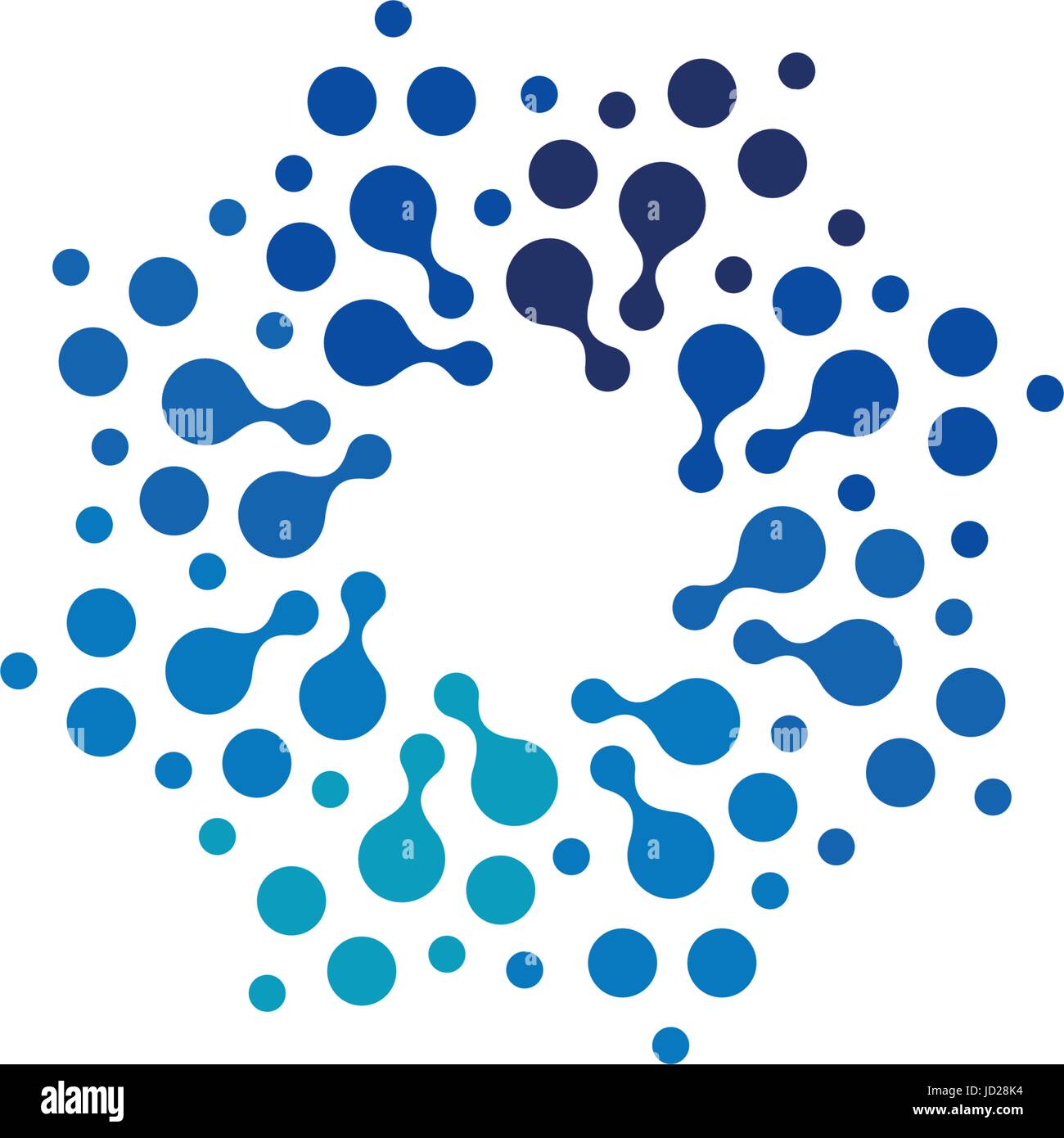 Isolated abstract round shape blue color logo, dotted logotype, water ...