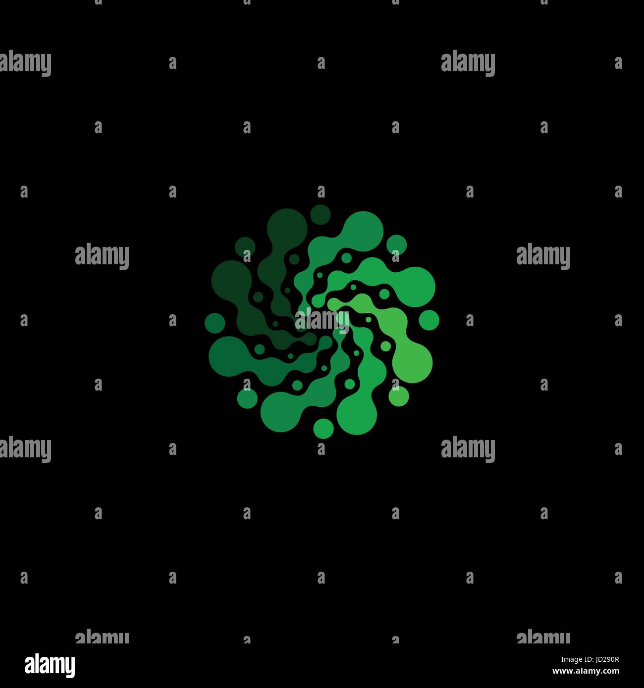 Isolated abstract green color round shape logo on black background ...