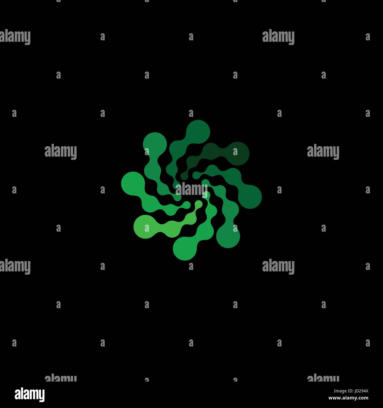 Isolated abstract green color round shape logo on black background ...