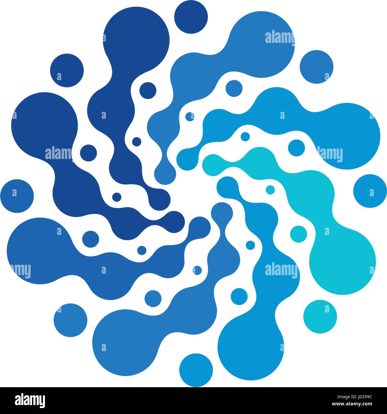 Isolated abstract round shape blue color logo set, dotted logotype ...