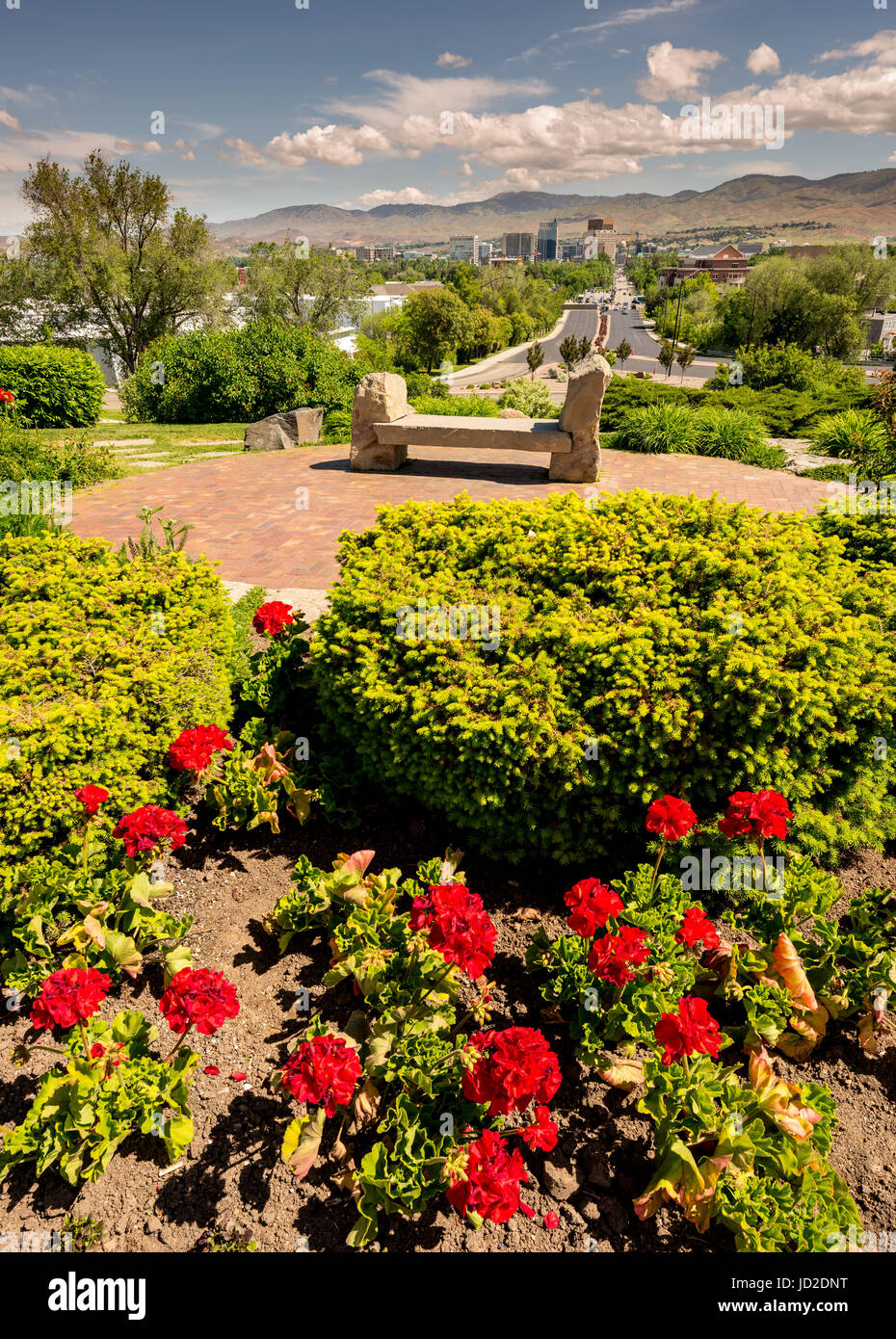 Summer morning in Boise Idaho with flowers and skyline Stock Photo - Alamy