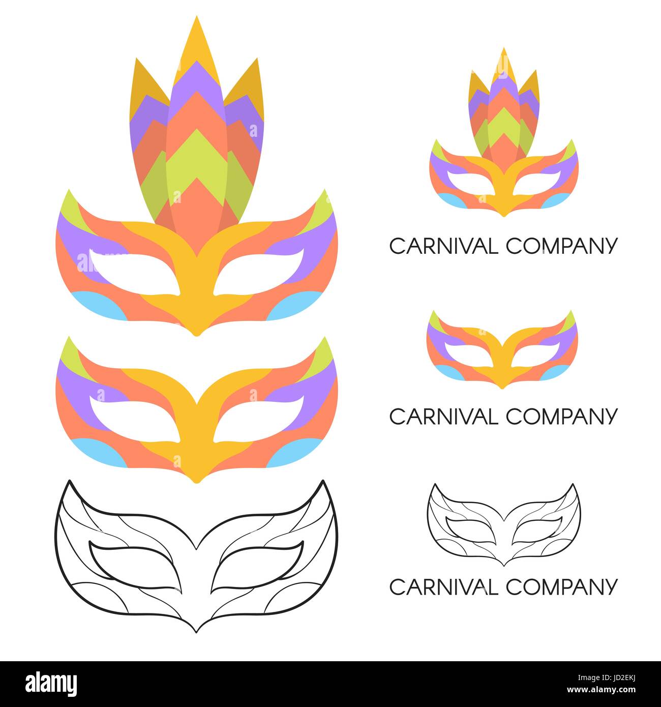 Vector illustration of carnival mask logo. Company branding Stock ...