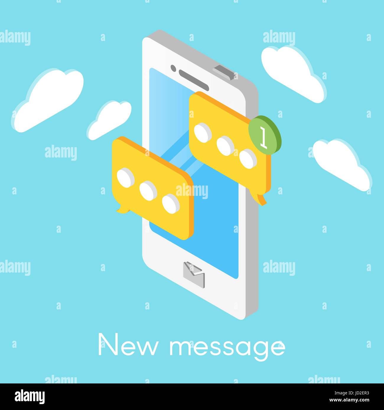 Vector illustration of isometric smartphone with new messages ...