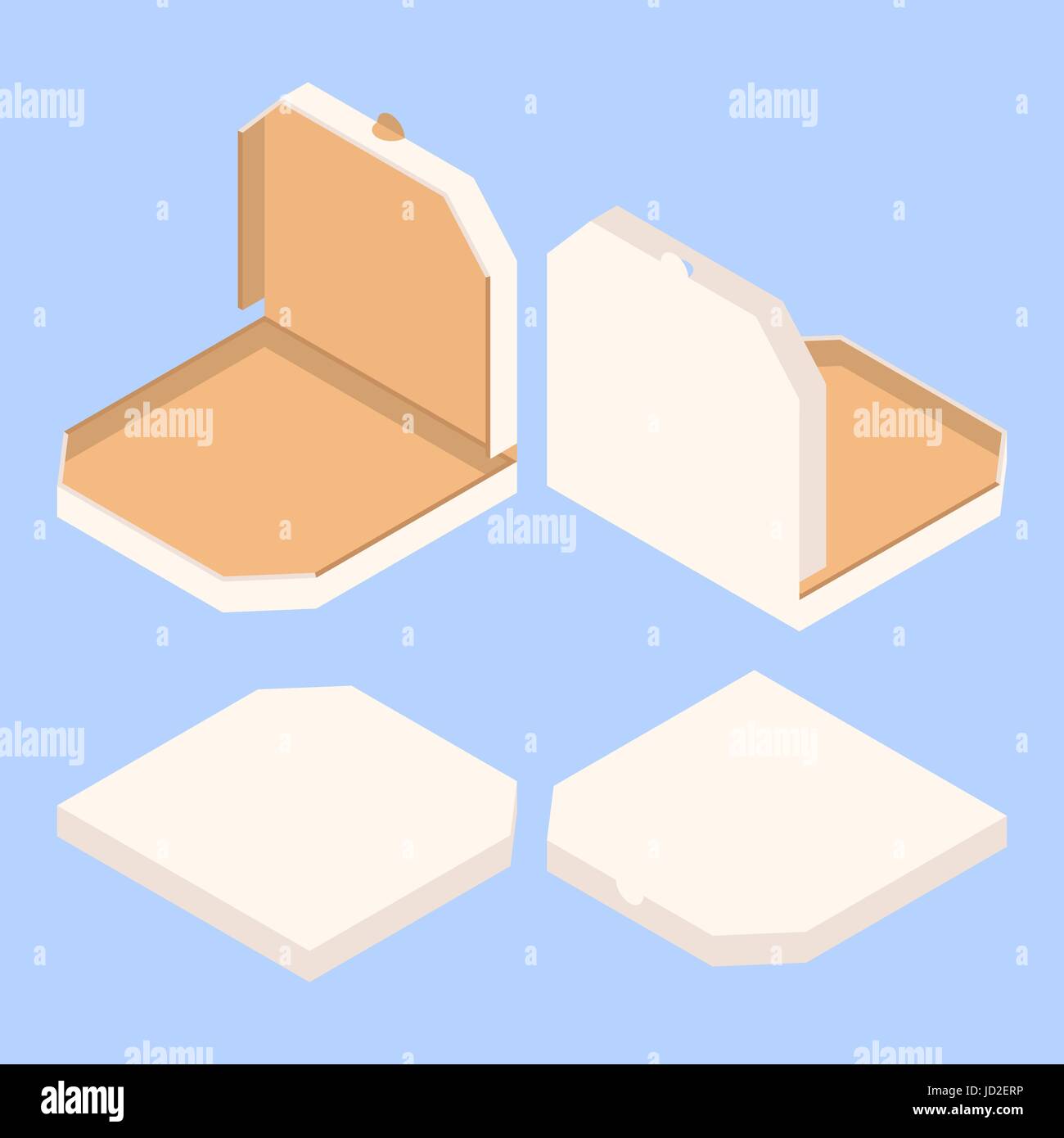 Vector illustration of empty isometric pizza boxes. Open and closed ... Vector illustration of empty isometric pizza boxes. Open and closed ...