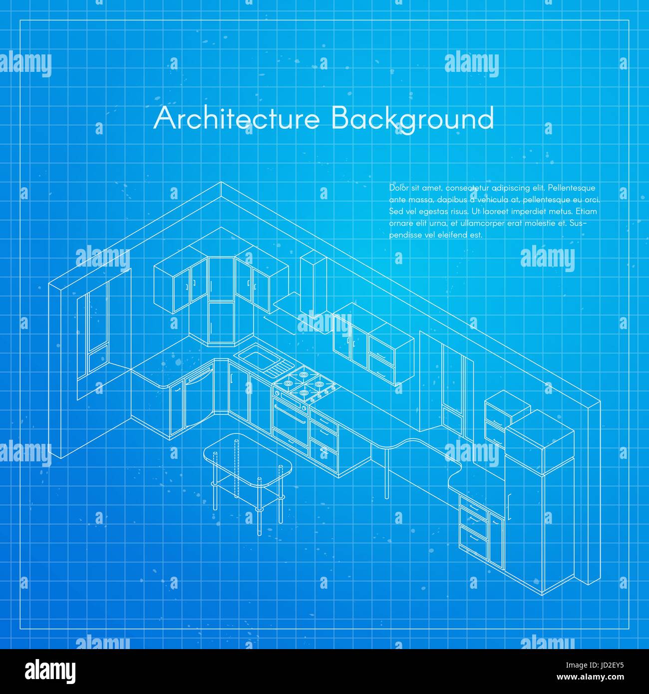Vector isometric illustration of kitchen blueprint interior ...