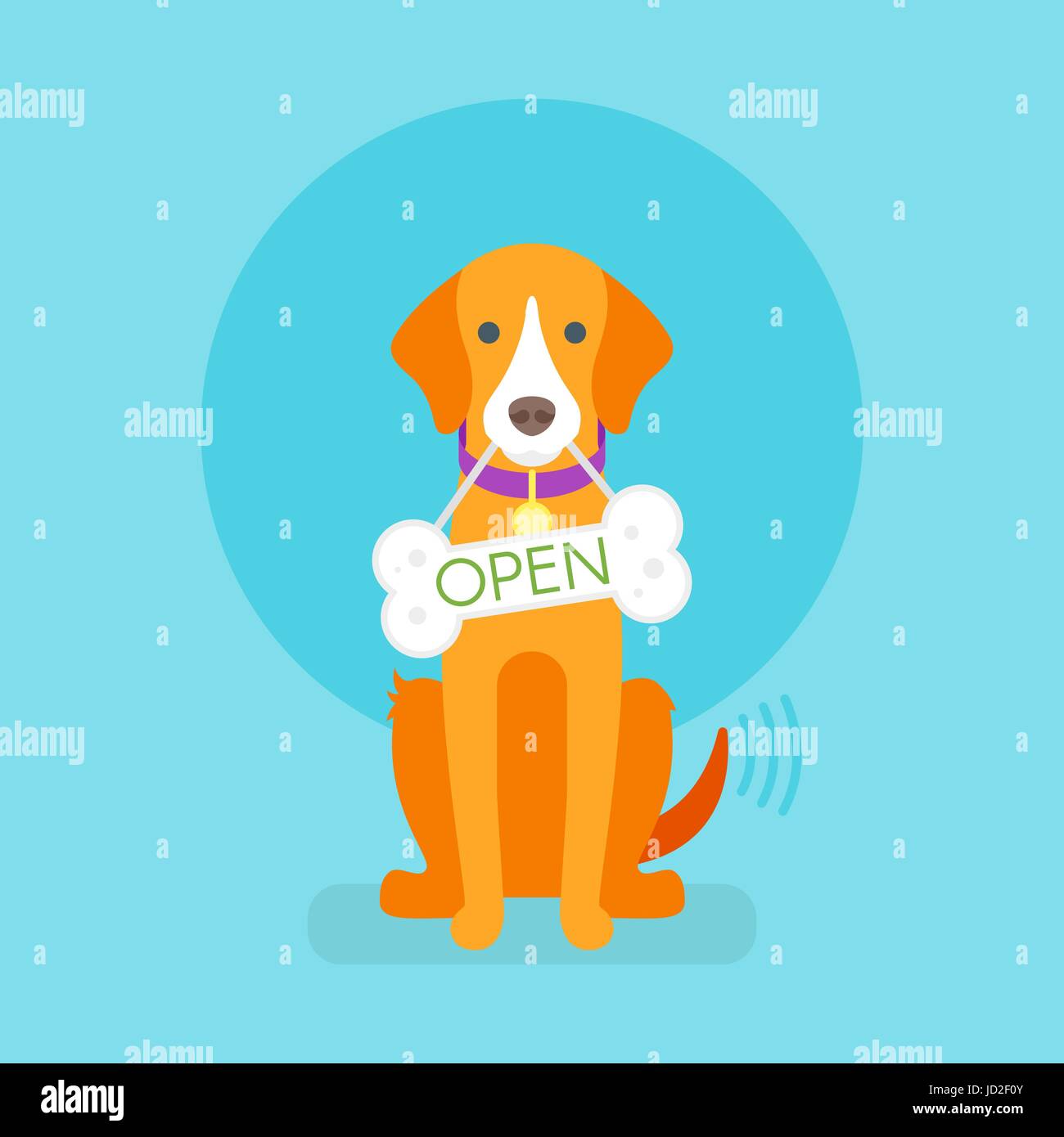 Vector flat illustration of dog. Sign to the pet store Stock Vector ...