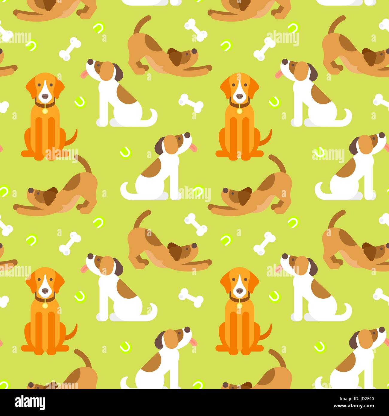 Vector flat style colorful seamless pattern with home pet. Illustration ...