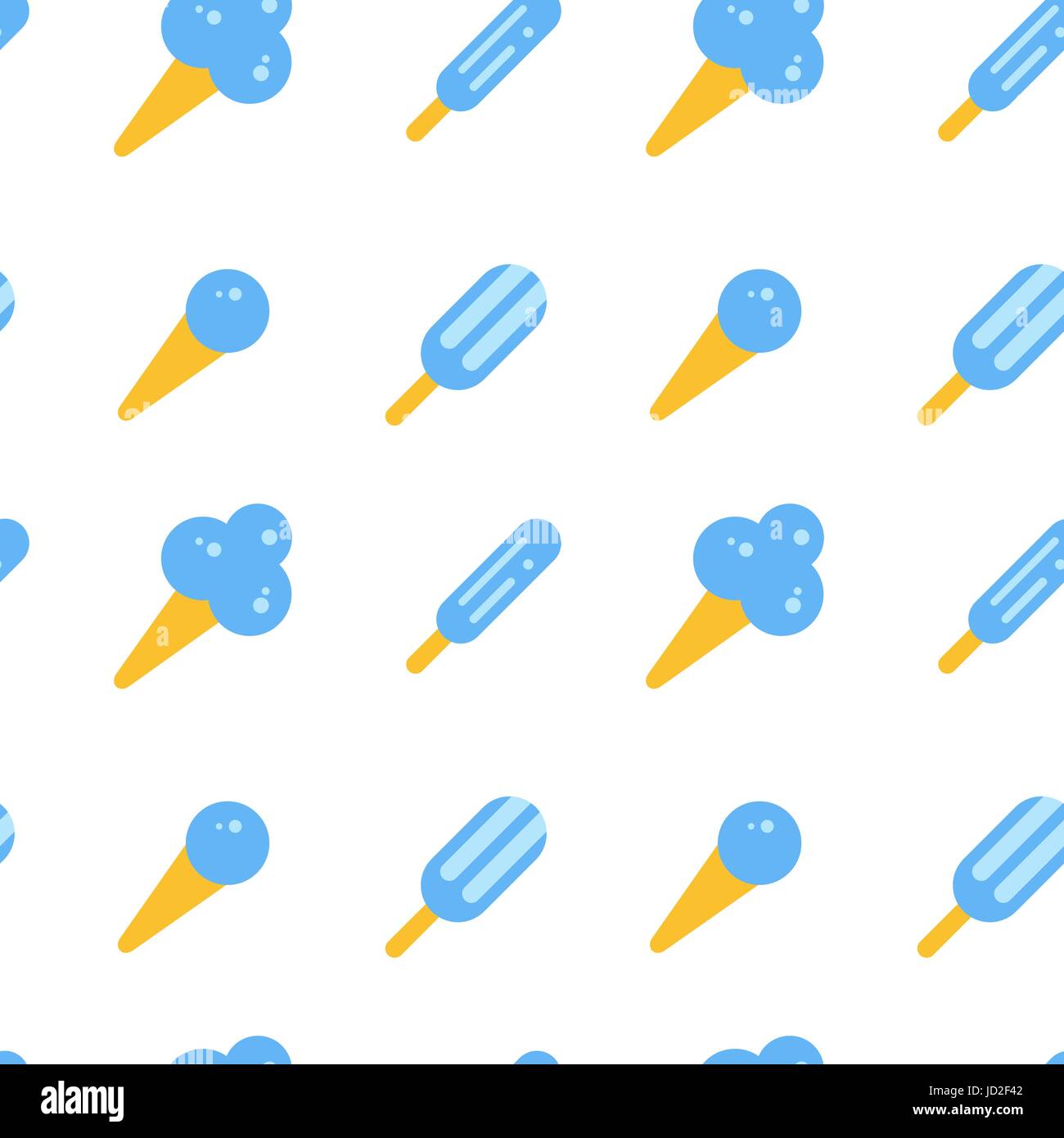 Vector flat style simple seamless pattern with ice cream. White ...