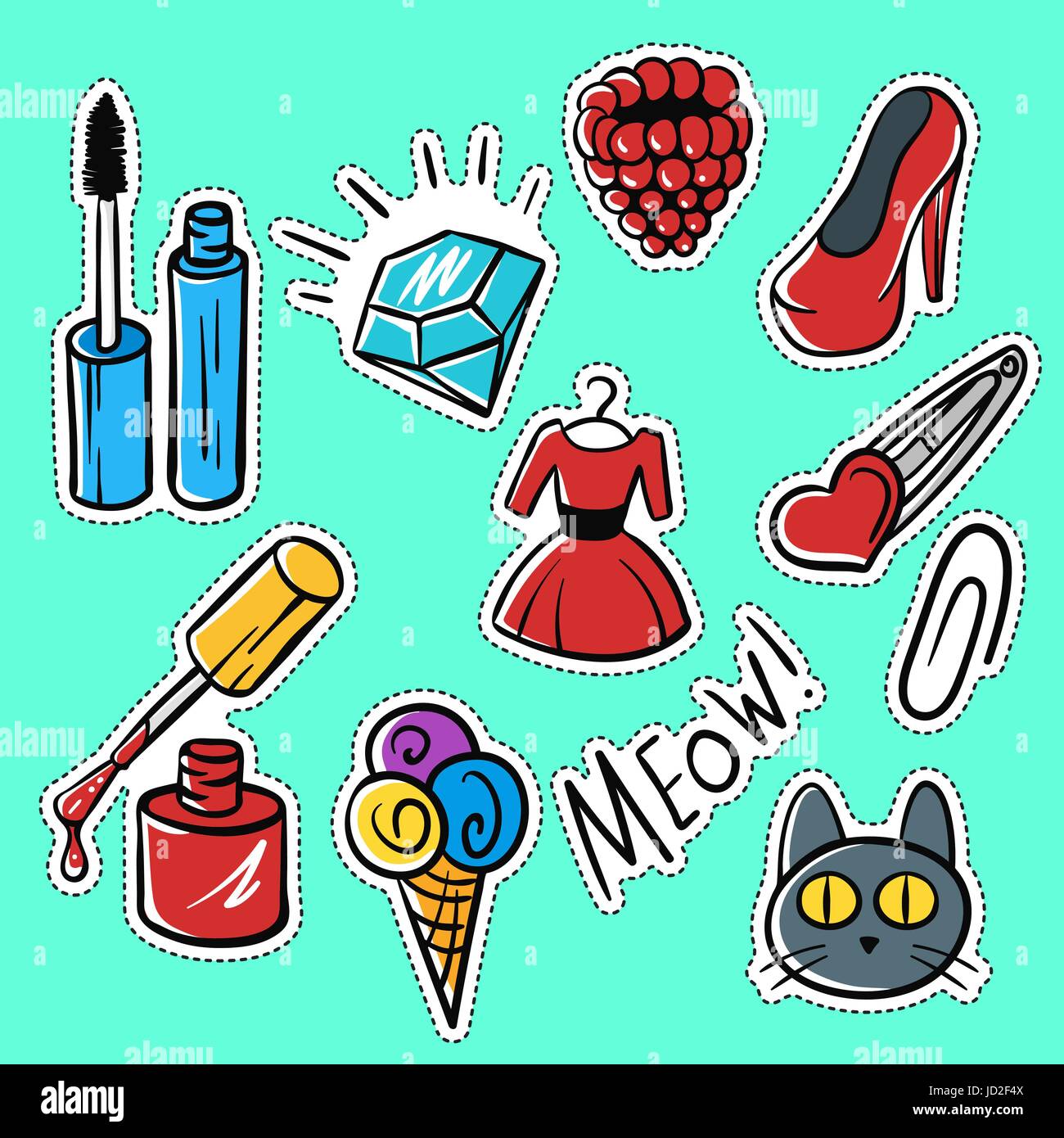 Ice cream and raspberries Stock Vector Images - Alamy