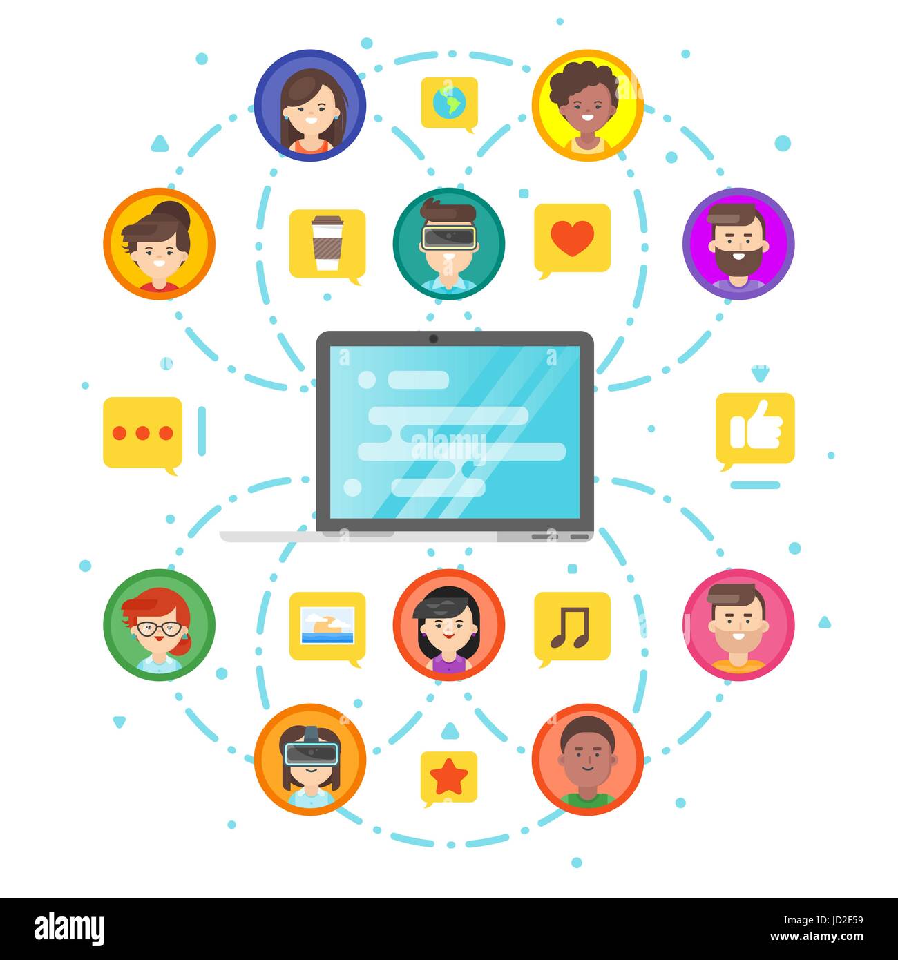 Woman laptop social networking Stock Vector Images - Alamy