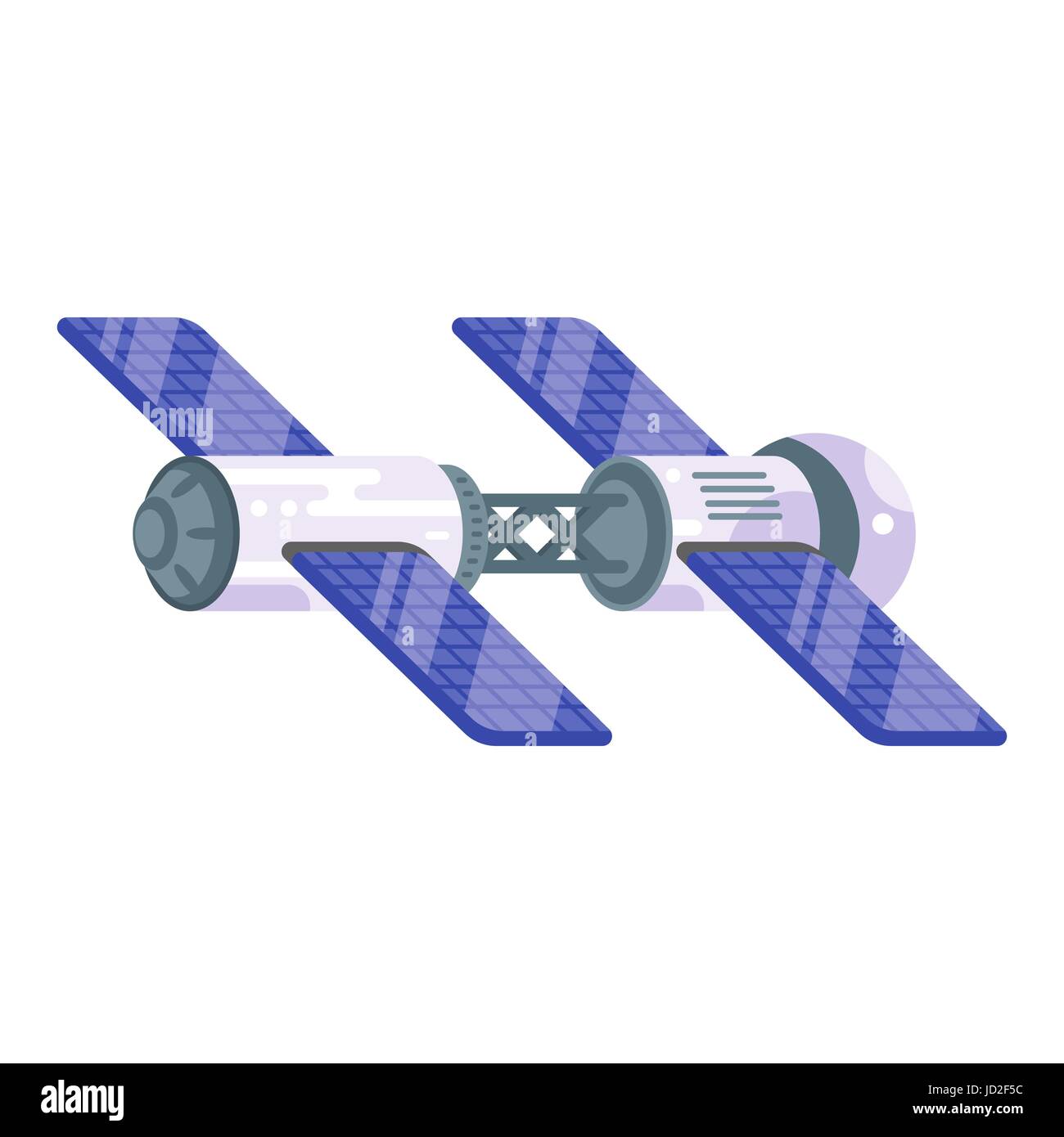 Vector flat style illustration of space station with solar cells ...