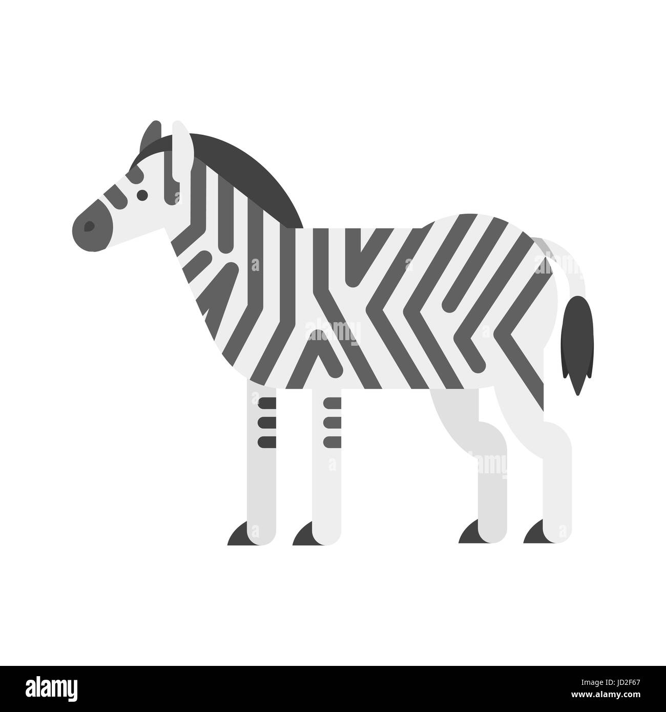 Vector flat style illustration of zebra. Icon for web. Isolated on ...