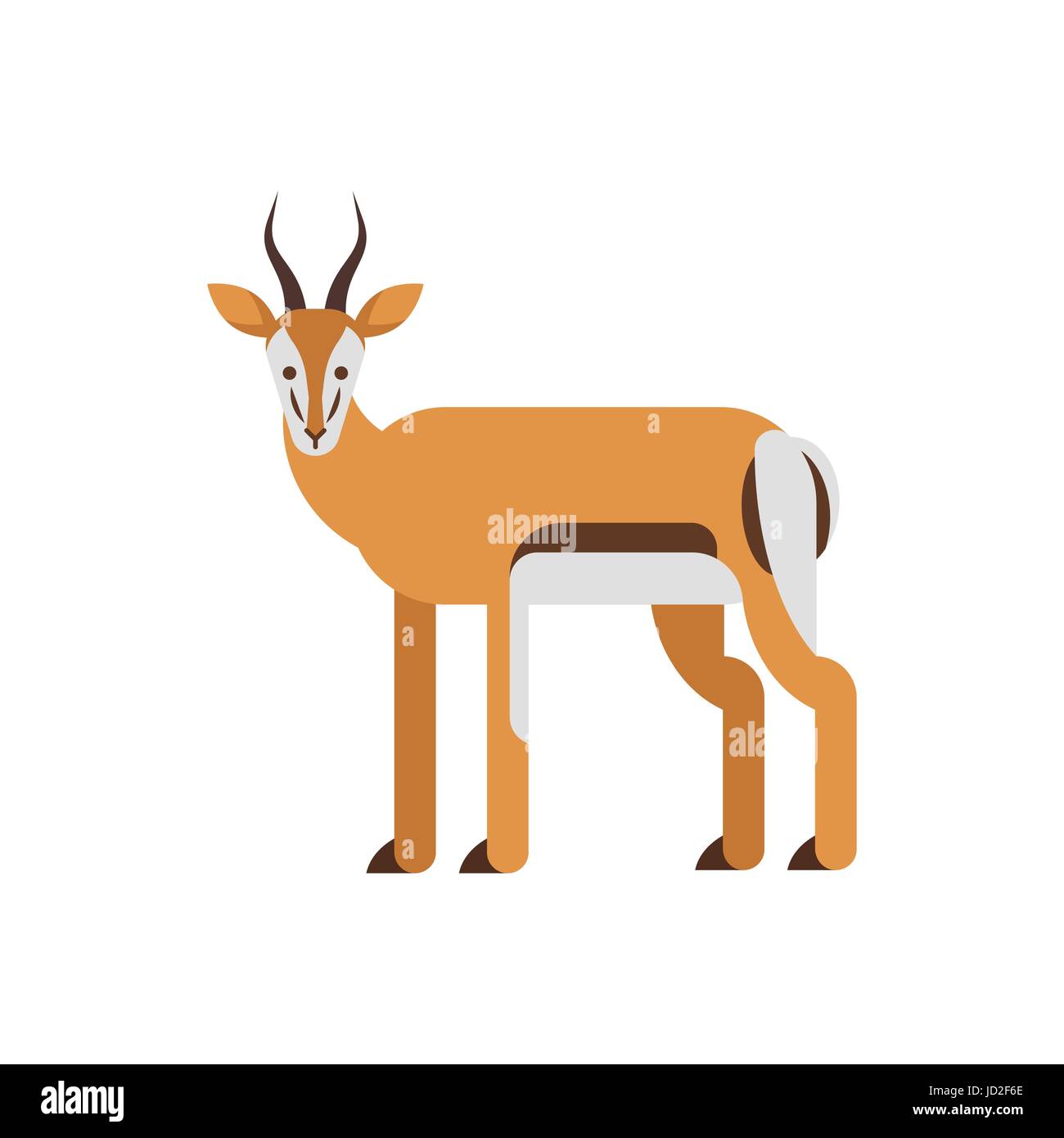 Vector flat style illustration of antelope. Icon for web. Isolated on white background Stock ...