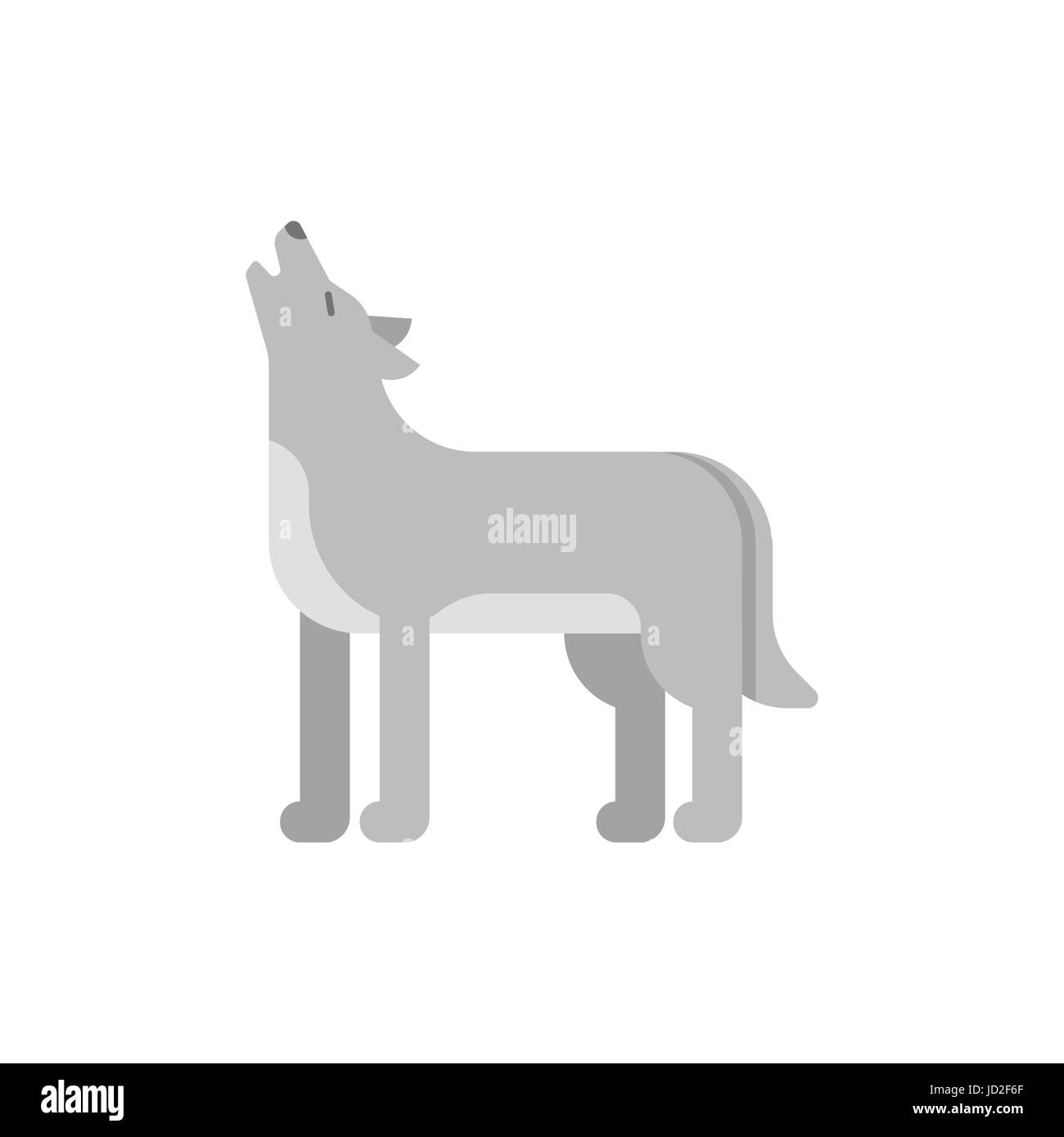Vector flat style illustration of wolf. Icon for web. Isolated on white ...