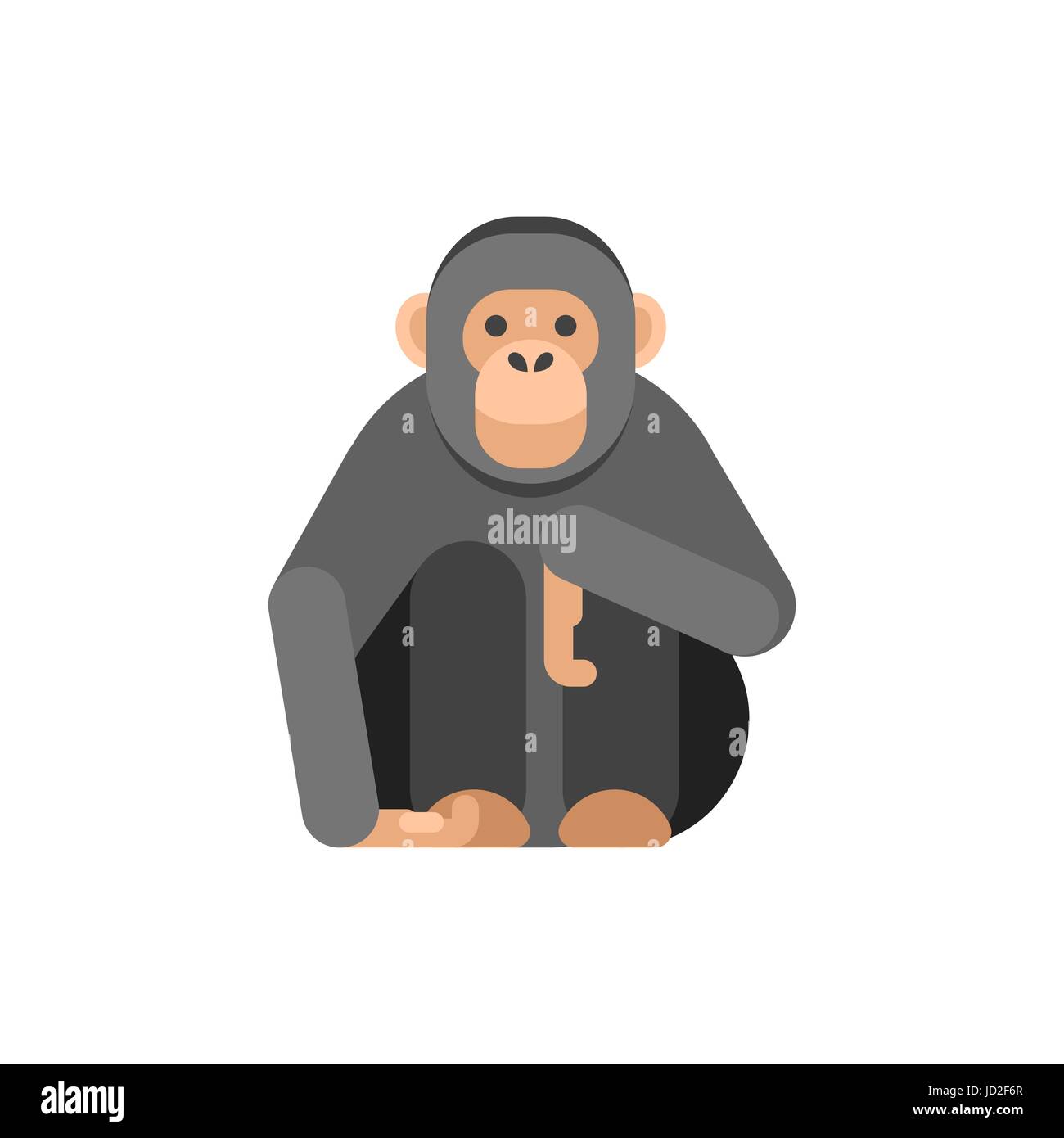 Vector flat style illustration of monkey. Icon for web. Isolated on ...