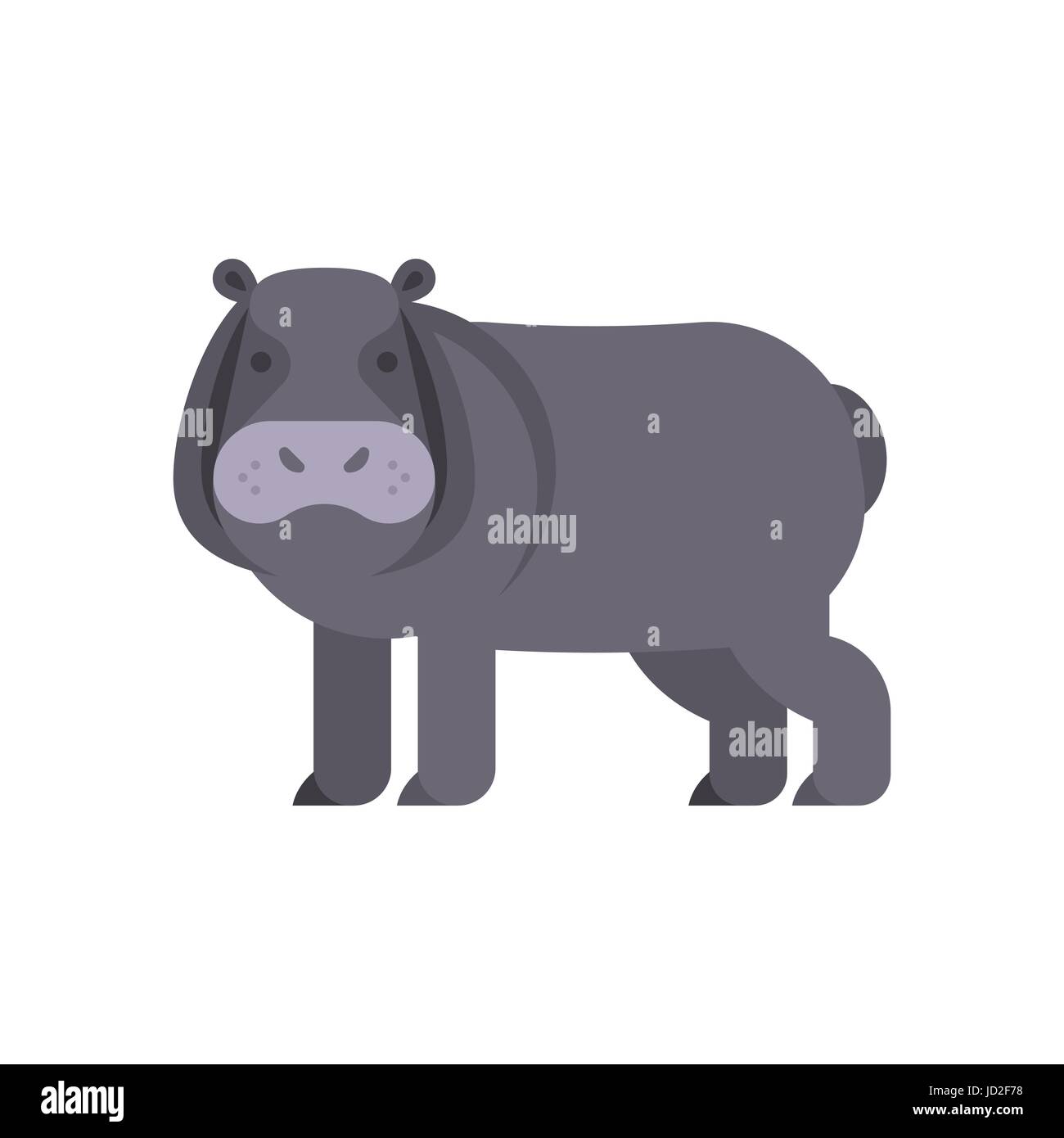Vector flat style illustration of hippo. Icon for web. Isolated on ...