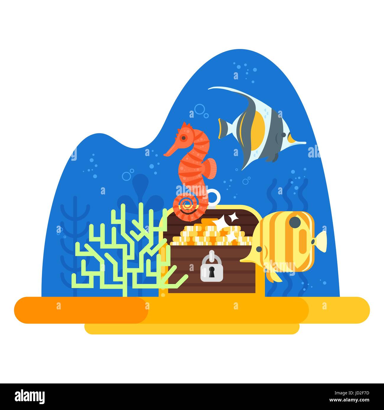 Treasure chest under water Stock Vector Images - Alamy