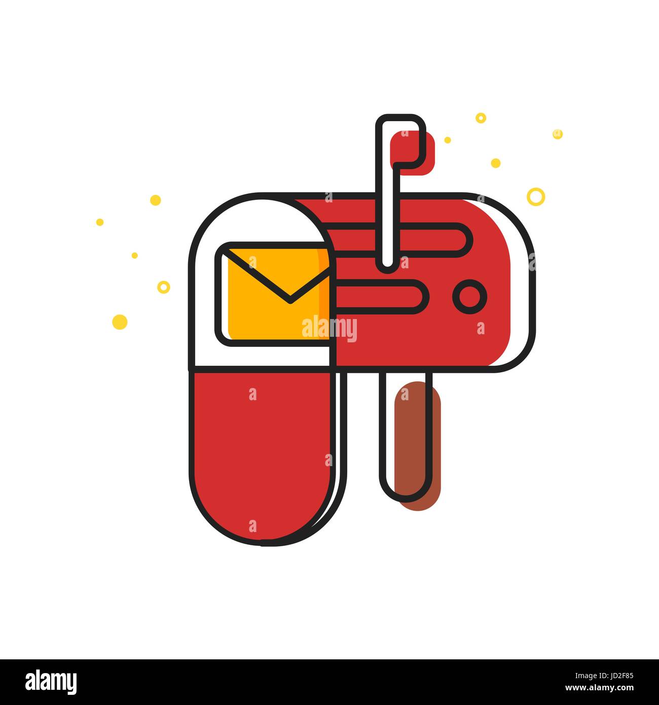 Vector flat style illustration of mailbox. Icon for web. Isolated on ...