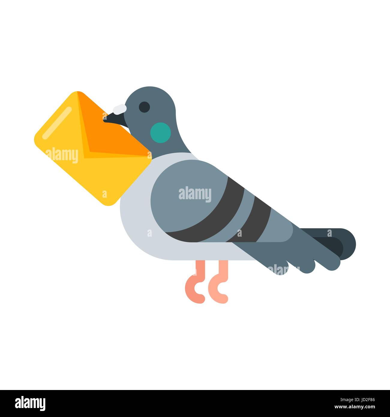Vector flat style illustration of post pigeon. Icon for web. Isolated ...