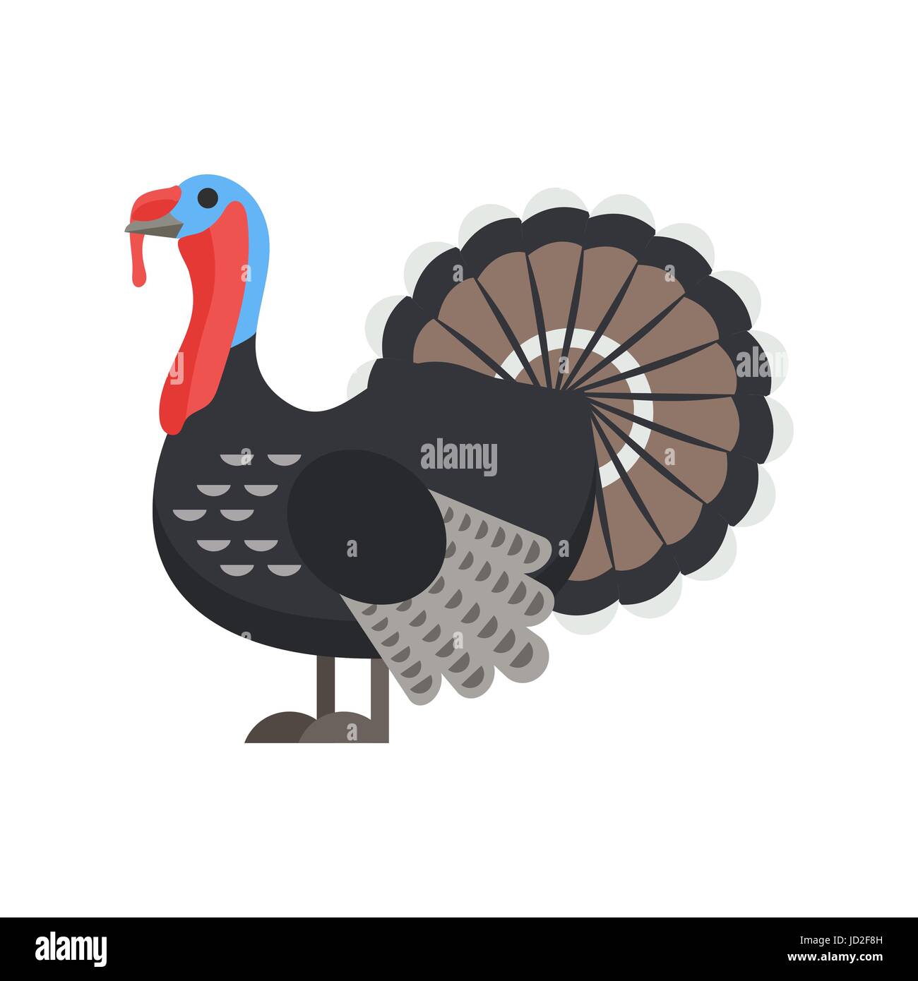 Vector flat style illustration of turkey. Icon for web. Isolated on ...