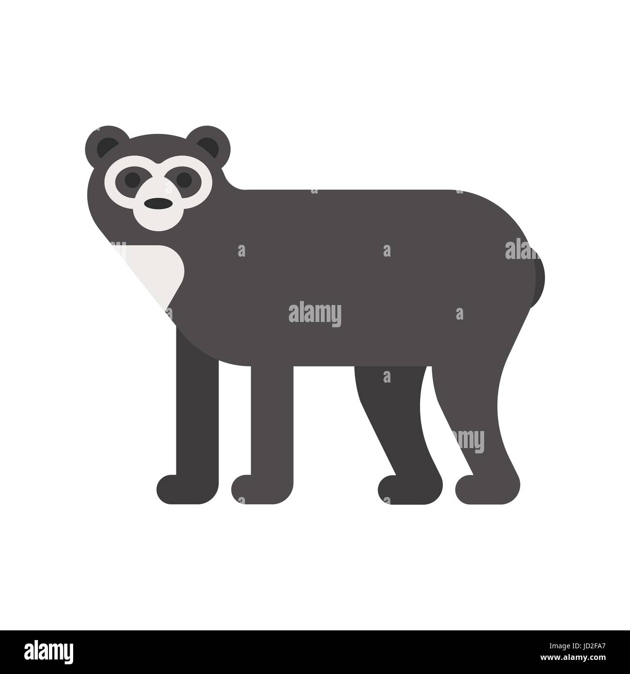 Vector flat style illustration of spectacled bear. Icon for web ...