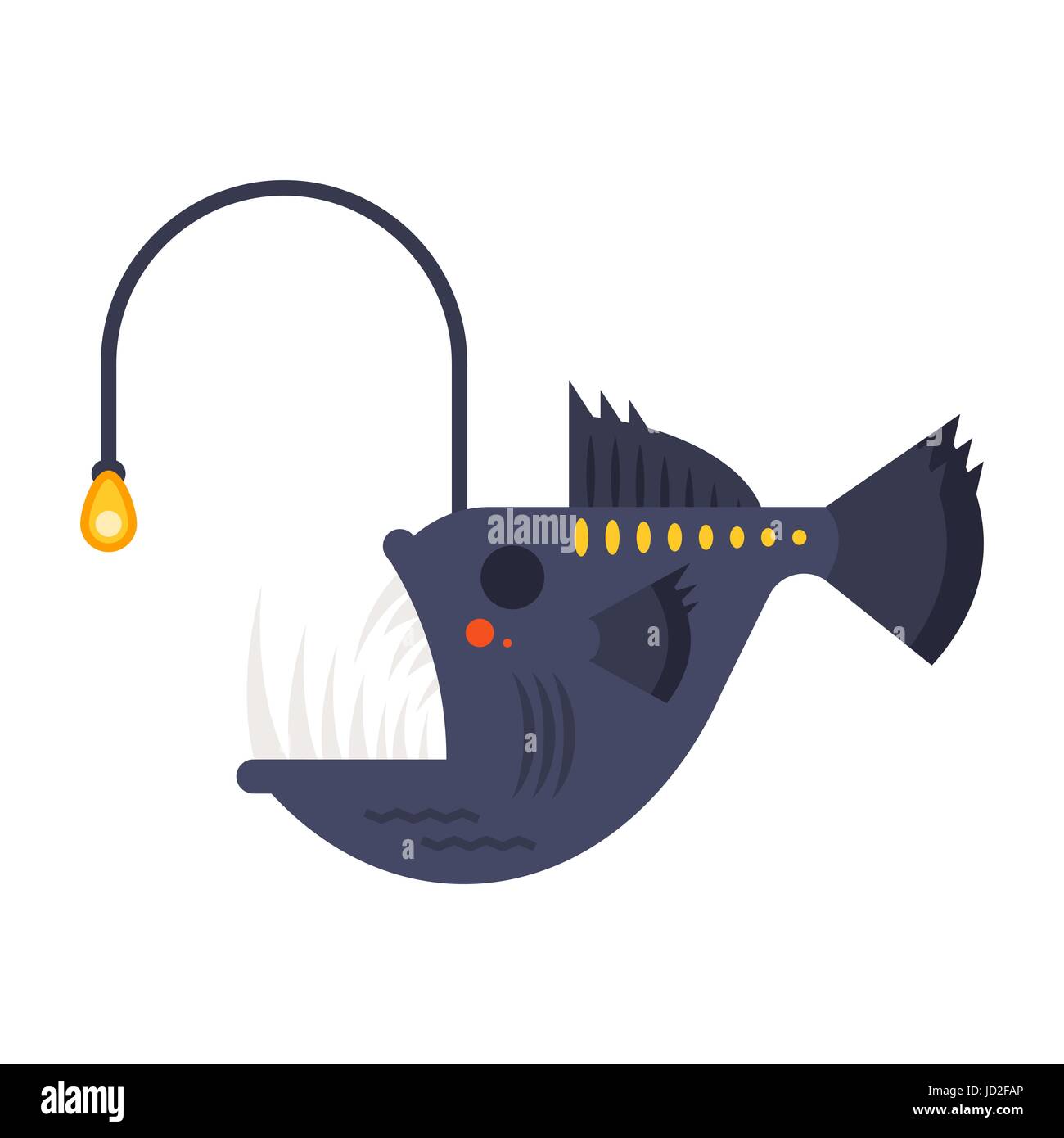 Vector flat style illustration of angler fish. Icon for web. Isolated ...