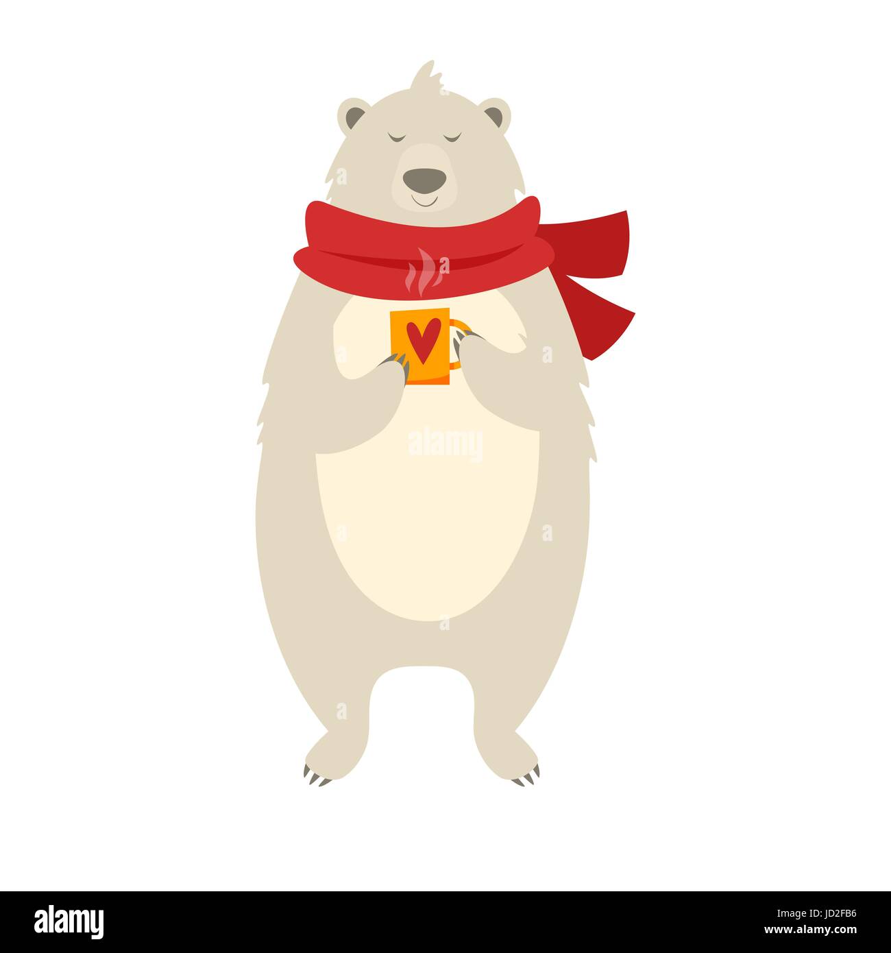 Vector cartoon style illustration of christmas polar bear with cup ...