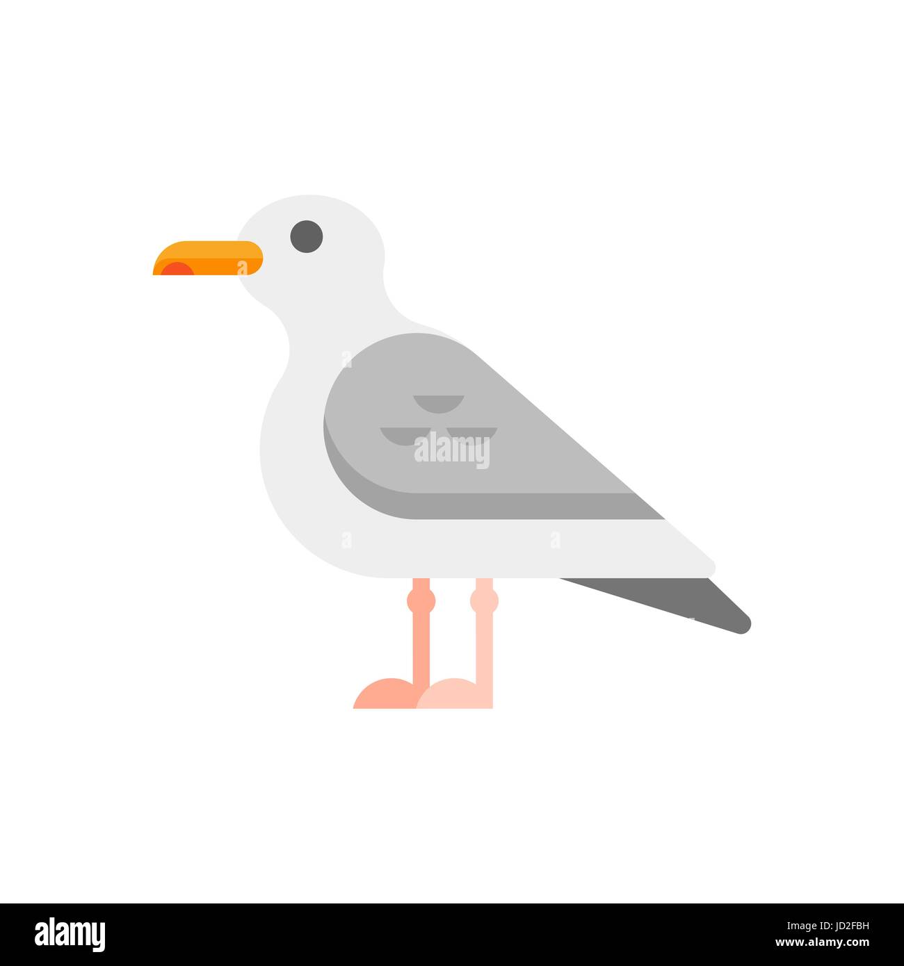 Vector flat style illustration of seagull. Icon for web. Isolated on ...