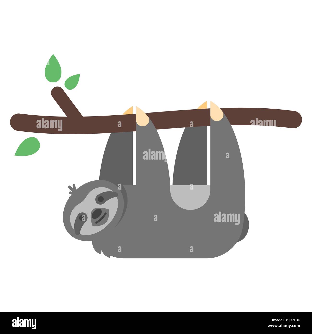 Vector flat style illustration of sloth. Icon for web. Isolated on ...