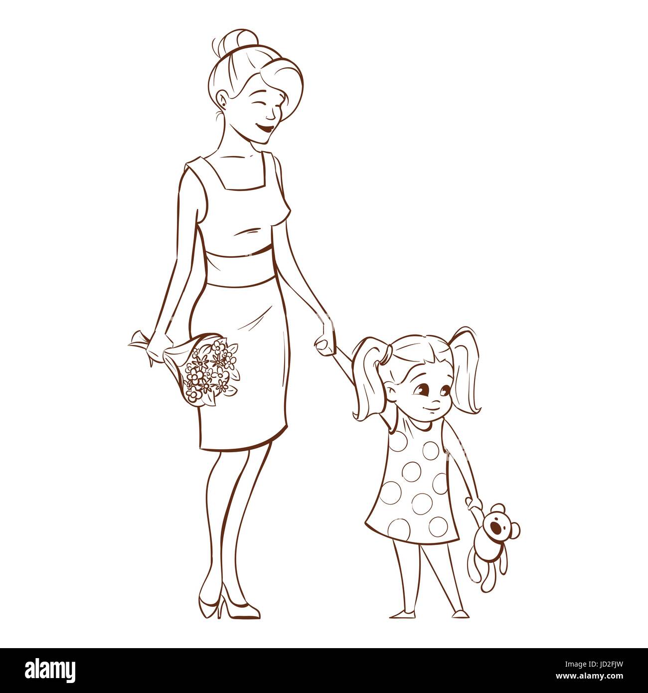 Child hand flowers mother Stock Vector Images - Alamy
