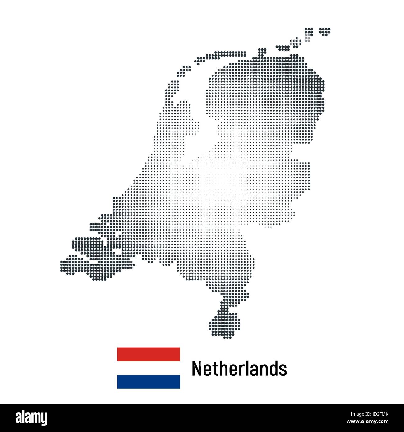 Vector abstract halftone illustration of Netherlands map with national ...