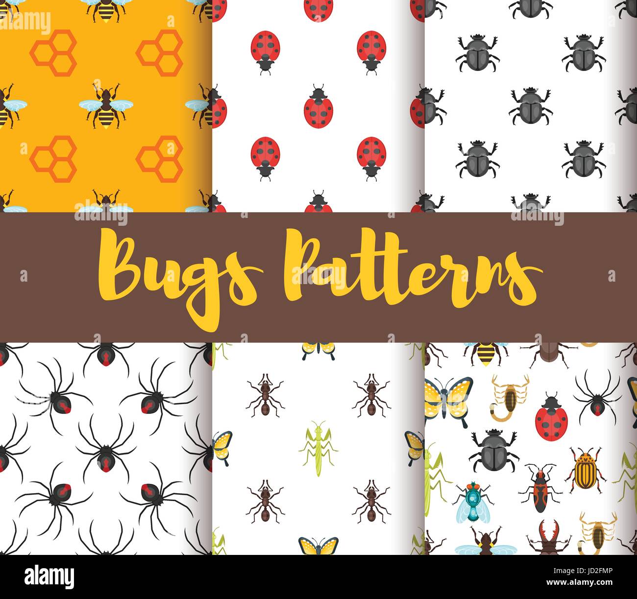 Vector flat style set of patterns with bugs Stock Vector Image & Art ...
